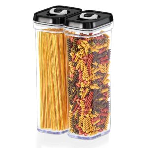 DWËLLZA KITCHEN Airtight Food Storage Containers Set - 7 PC Set - For Kitchen Pantry Organization and Storage - BPA-Free - Clear Plastic Canisters for Spaghetti, Noodles, Pasta, Snacks & Much More