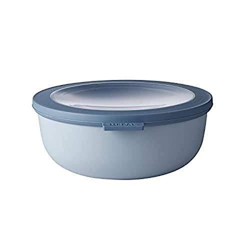 Rosti Mepal RST62120BLU Cirqula Multi Food Storage and Serving Bowl with Lid, Low 1.3 Quart, Nordic Blue