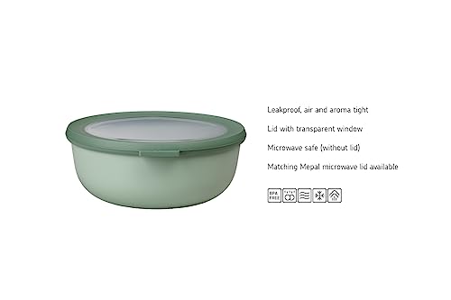 Rosti Mepal RST62120BLU Cirqula Multi Food Storage and Serving Bowl with Lid, Low 1.3 Quart, Nordic Blue