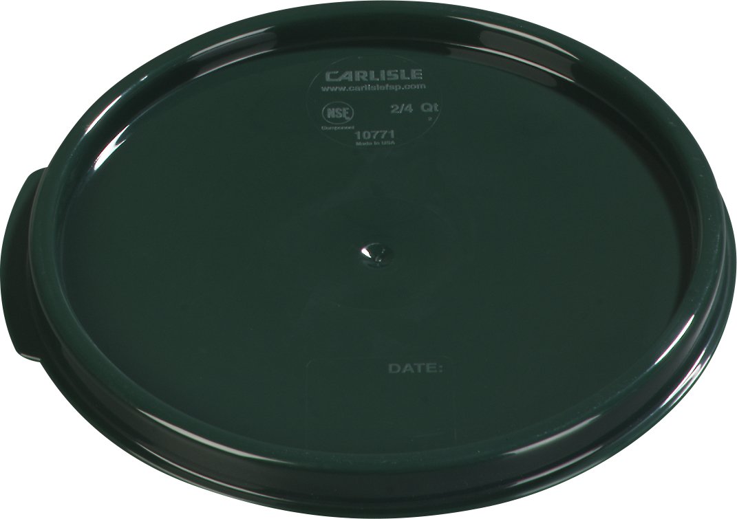 Carlisle FoodService Products Storplus Round Food Storage Container Lid with Stackable Design for Catering, Buffests, Restaurants, Polycarbonate, 2-4 Quarts, Forest Green