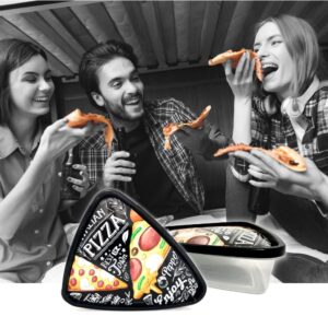 Pizza Slice Container Storage with Lids. Tray, Holder and Saver. Plastic Packs to go. The Best Idea to Serve Pizza to Your Kids. (6)