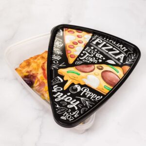 Pizza Slice Container Storage with Lids. Tray, Holder and Saver. Plastic Packs to go. The Best Idea to Serve Pizza to Your Kids. (6)