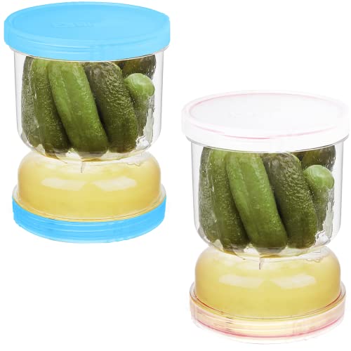 AIxibu Pickle Jar with Strainer Flip -2pcs (White+Blue)