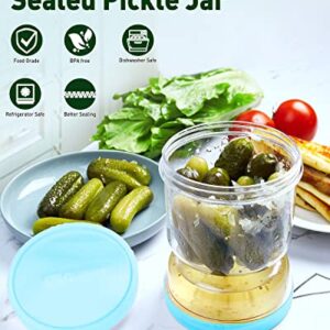 AIxibu Pickle Jar with Strainer Flip -2pcs (White+Blue)