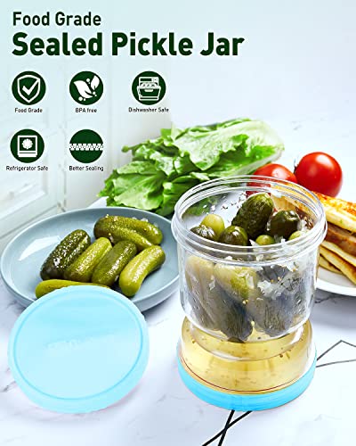 AIxibu Pickle Jar with Strainer Flip -2pcs (White+Blue)