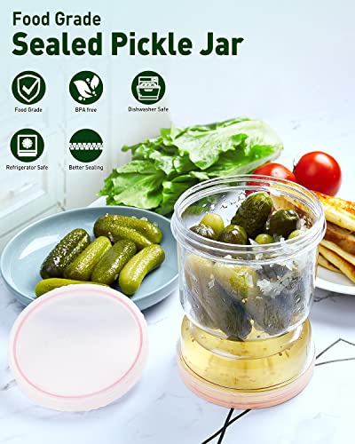 AIxibu Pickle Jar with Strainer Flip -2pcs (White+Blue)