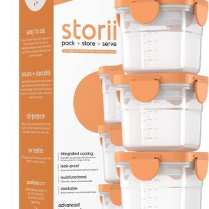 Storrii Baby Food Containers with Lids by Quark - Freezer Safe, Locking Tab Lids with Built in & Removable Ice Pack - Microwave & Top Rack Dishwasher Safe - 3 x 5oz Meal Prep Containers with Lids