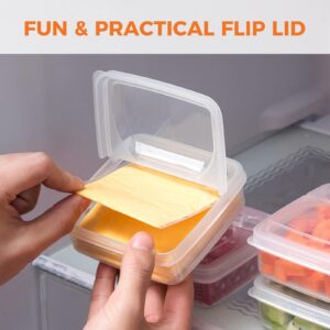 AONUOWE 2/4Pcs Sliced Cheese Holder Cheese Container for Fridge Plastic Food Storage Containers with Flip Lid for Refrigerators (2)