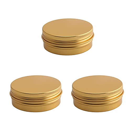 Othmro 6Pcs 2oz Metal Round Tins Aluminum Tin Cans Jar Refillable Containers 60ml Tin Cans Tin Bottles Containers with Screw Lid for Salve Spices Lip Balm Tea Candies Gold 68×25mm