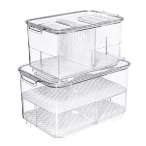 SANNO Produce Saver Containers for Refrigerator, Food Fruit Vegetables storage Produce Saver Vegetable Fruit Containers Fridge Food Storage Produce Saver Container