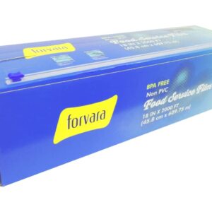 Forvara Non-PVC 18 inch x 2000 Feet Foodservice/Cutterbox Film, 1 Roll Microwave Safe Cling Film for Clear Plastic Food Wrapping (BPA-free,Chlorine-free and Odourless)