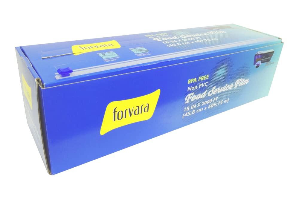 Forvara Non-PVC 18 inch x 2000 Feet Foodservice/Cutterbox Film, 1 Roll Microwave Safe Cling Film for Clear Plastic Food Wrapping (BPA-free,Chlorine-free and Odourless)