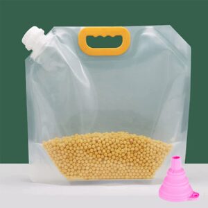 ovnmfh grain moisture-proof sealed bag, 5/10 pcs resealable washable clear grain moisture-proof bags, thicken grain storage suction bags with funnel and stickers, for food storage (10pcs,5l)