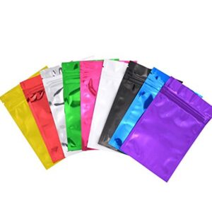 100PCS Metallic Foil Open Top Sealable Bags Double-Sided Color Mylar Foil Flat Heat Sealable Sample Zipper Bag Durable Food Storage Bag With Tear Notches Pouches Bag For Candy Tea Sugar(4"x6")