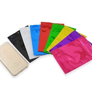 100PCS Metallic Foil Open Top Sealable Bags Double-Sided Color Mylar Foil Flat Heat Sealable Sample Zipper Bag Durable Food Storage Bag With Tear Notches Pouches Bag For Candy Tea Sugar(4"x6")