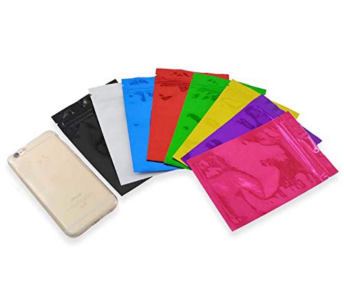 100PCS Metallic Foil Open Top Sealable Bags Double-Sided Color Mylar Foil Flat Heat Sealable Sample Zipper Bag Durable Food Storage Bag With Tear Notches Pouches Bag For Candy Tea Sugar(4"x6")