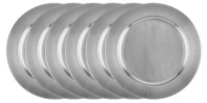 old dutch 13" brushed nickel charger plates - hammered rim, set of 6