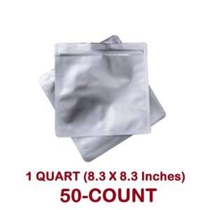 Pleasant Grove Farm 7 Mil Zip Lock Mylar Bags (50, 1 Quart 8.3 x 8.3 Inch)