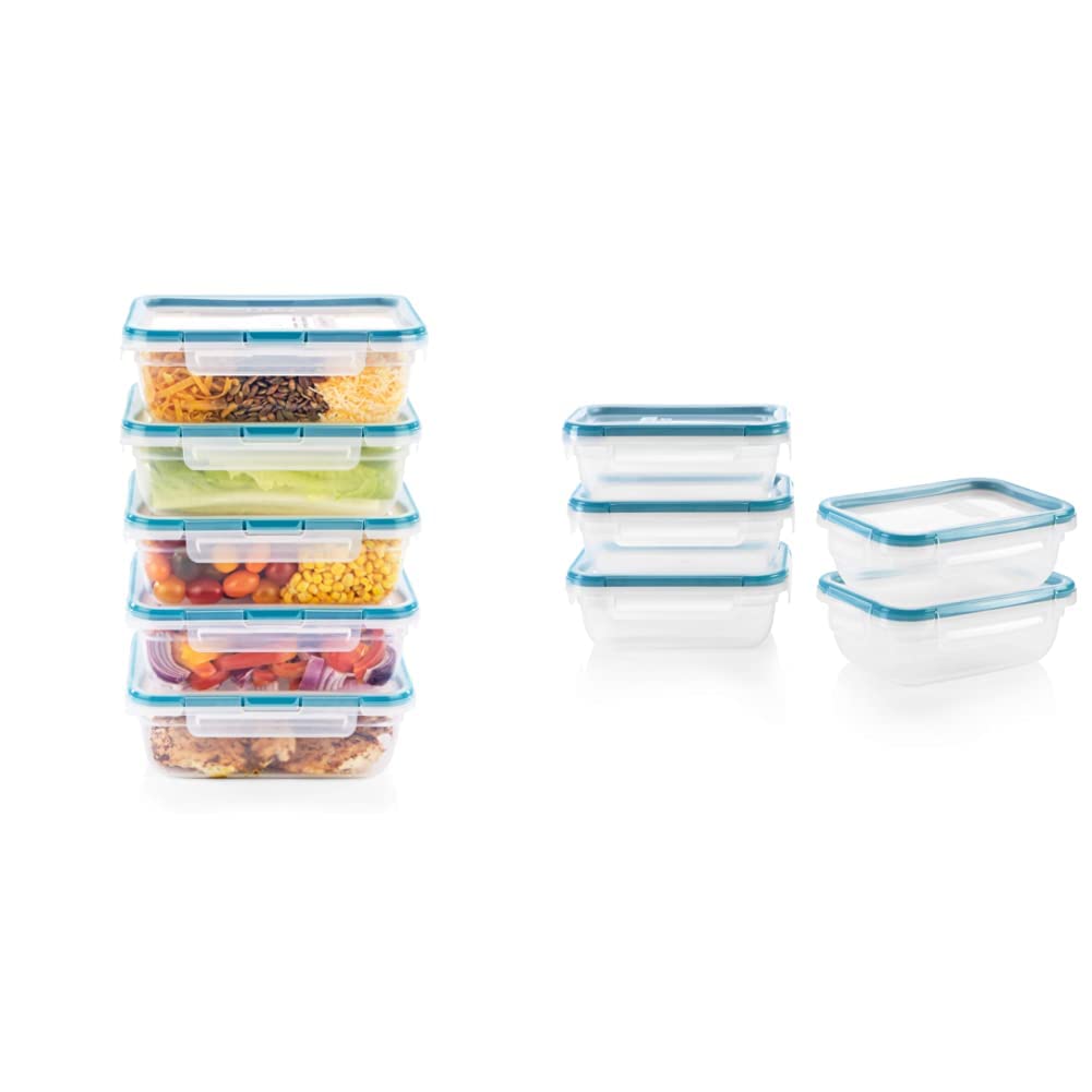 Snapware Total Solution 10-Pc Plastic Food Storage Container Set & Total Solution 10-Pc Plastic Food Storage Containers Set with Lids, 3-Cup Rectangle Meal Prep Container