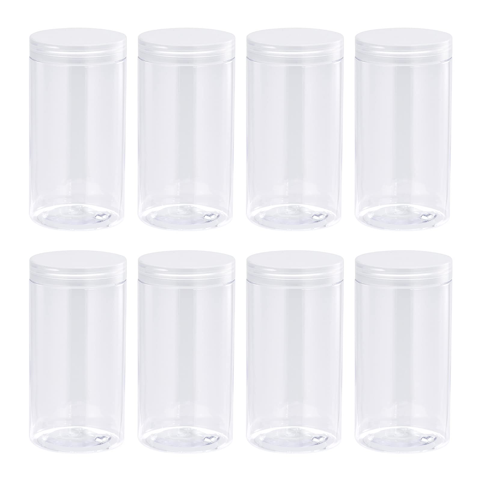 uxcell Round Plastic Jars with Transparent Screw Top Lid, 17oz/ 500ml Wide-mouth Clear Empty Containers for Storage, Organizing, 9Pcs