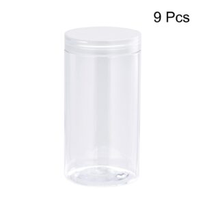 uxcell Round Plastic Jars with Transparent Screw Top Lid, 17oz/ 500ml Wide-mouth Clear Empty Containers for Storage, Organizing, 9Pcs