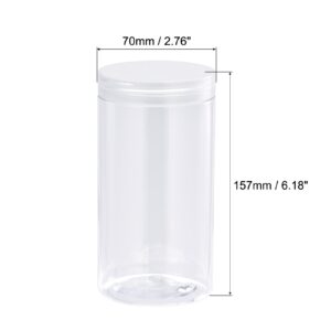 uxcell Round Plastic Jars with Transparent Screw Top Lid, 17oz/ 500ml Wide-mouth Clear Empty Containers for Storage, Organizing, 9Pcs