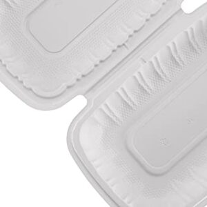 TIYA Clamshell Food Containers - White Bulk 200 Pack, 9x6in. - BPA Free Plastic To-Go Storage Containers - Microwavable Hinged Restaurant Takeout Tall Clamshells - Great for Meal Prep