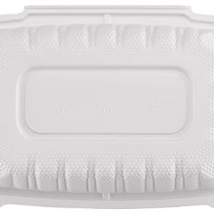 TIYA Clamshell Food Containers - White Bulk 200 Pack, 9x6in. - BPA Free Plastic To-Go Storage Containers - Microwavable Hinged Restaurant Takeout Tall Clamshells - Great for Meal Prep