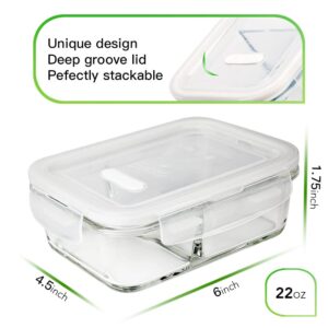 DAS TRUST 10 Pack Glass Meal Prep Containers Microwave Safe Meal Prep Bowls Food Storage Container Glass Food Prep Containers with Lids Lunch Bento Box Reusable