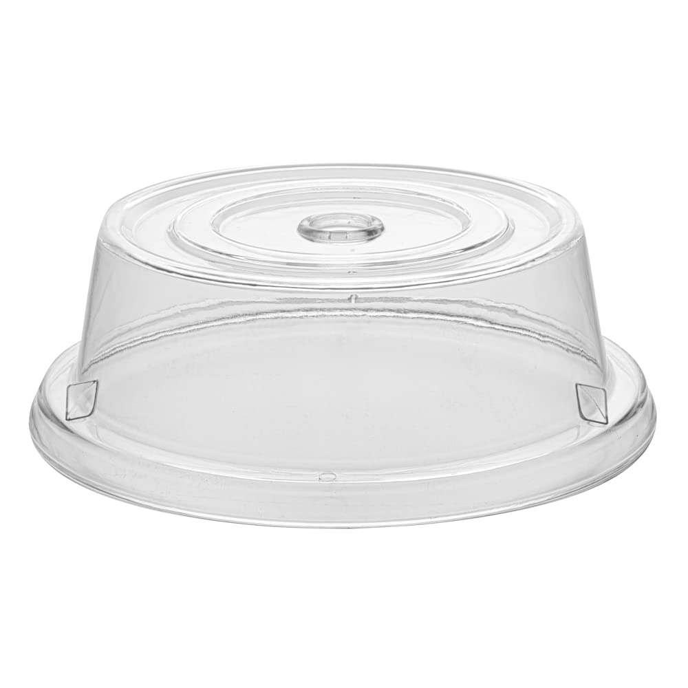 Restaurantware Cater Tek 8.5 Inch Polycarbonate Plate Cover 1 Shatterproof Dish Cover - Dishwashable For 8-Inch Plates Clear Plastic Splatter Cover Finger Hole Design Endures Up To 210F