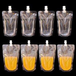 ronrons 50 pieces 200ml/6.76oz plastic flasks liquor cruise pouches reusable liquid spout bags transparent drinking pouch large capacity beauty liquids containers concealable sneak alcohol travel bag