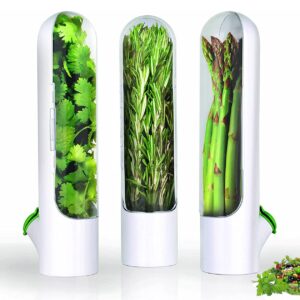 UEOZ Fresh Herb Keeper, Herb Saver for Refrigerator, Herb Saver, Herb Storage Containers for Refrigerator, Mint, Parsley, Asparagus, Keeps Greens Fresh for 2-3 Weeks (3PCS)