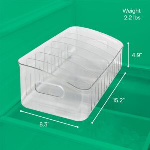 YouCopia FreezeUp Freezer Bin 15", Fridge Organizer with Storage, BPA-Free Food-Safe Container & RollOut Fridge Caddy, 9" Wide, Clear