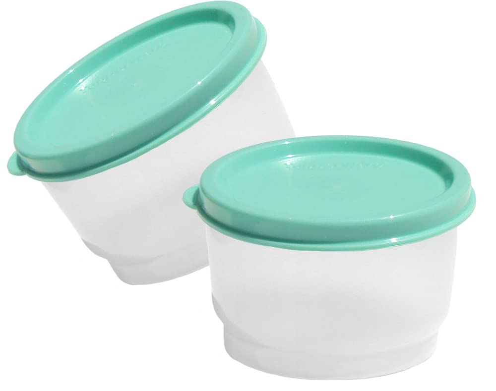 Tupperware 4 Ounce Snack Cups Set of 2 with Mint Green Seals