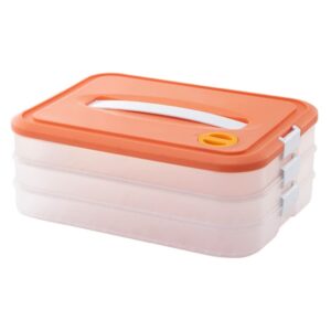 angoily fridge dumpling storage box dumpling organizer stackable freezer bins forkitchen freezer food storage container (3- layer)