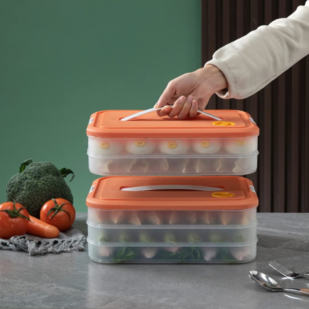 Angoily Fridge Dumpling Storage Box Dumpling Organizer Stackable Freezer Bins ForKitchen Freezer Food Storage Container (3- layer)