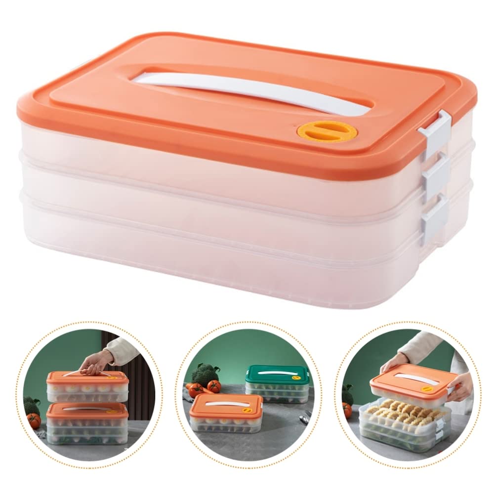 Angoily Fridge Dumpling Storage Box Dumpling Organizer Stackable Freezer Bins ForKitchen Freezer Food Storage Container (3- layer)