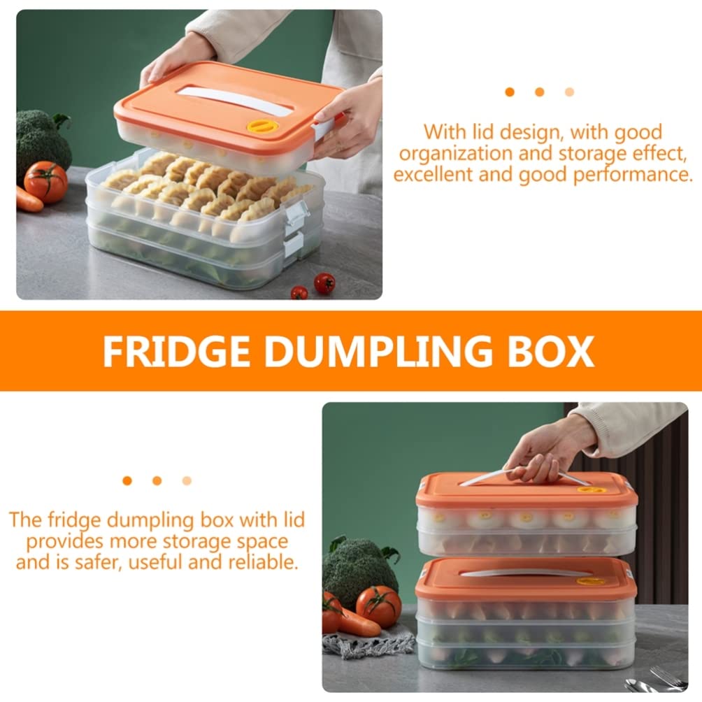 Angoily Fridge Dumpling Storage Box Dumpling Organizer Stackable Freezer Bins ForKitchen Freezer Food Storage Container (3- layer)