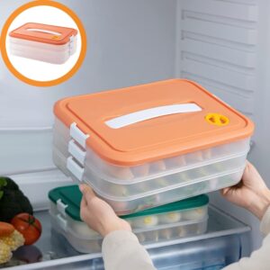 Angoily Fridge Dumpling Storage Box Dumpling Organizer Stackable Freezer Bins ForKitchen Freezer Food Storage Container (3- layer)