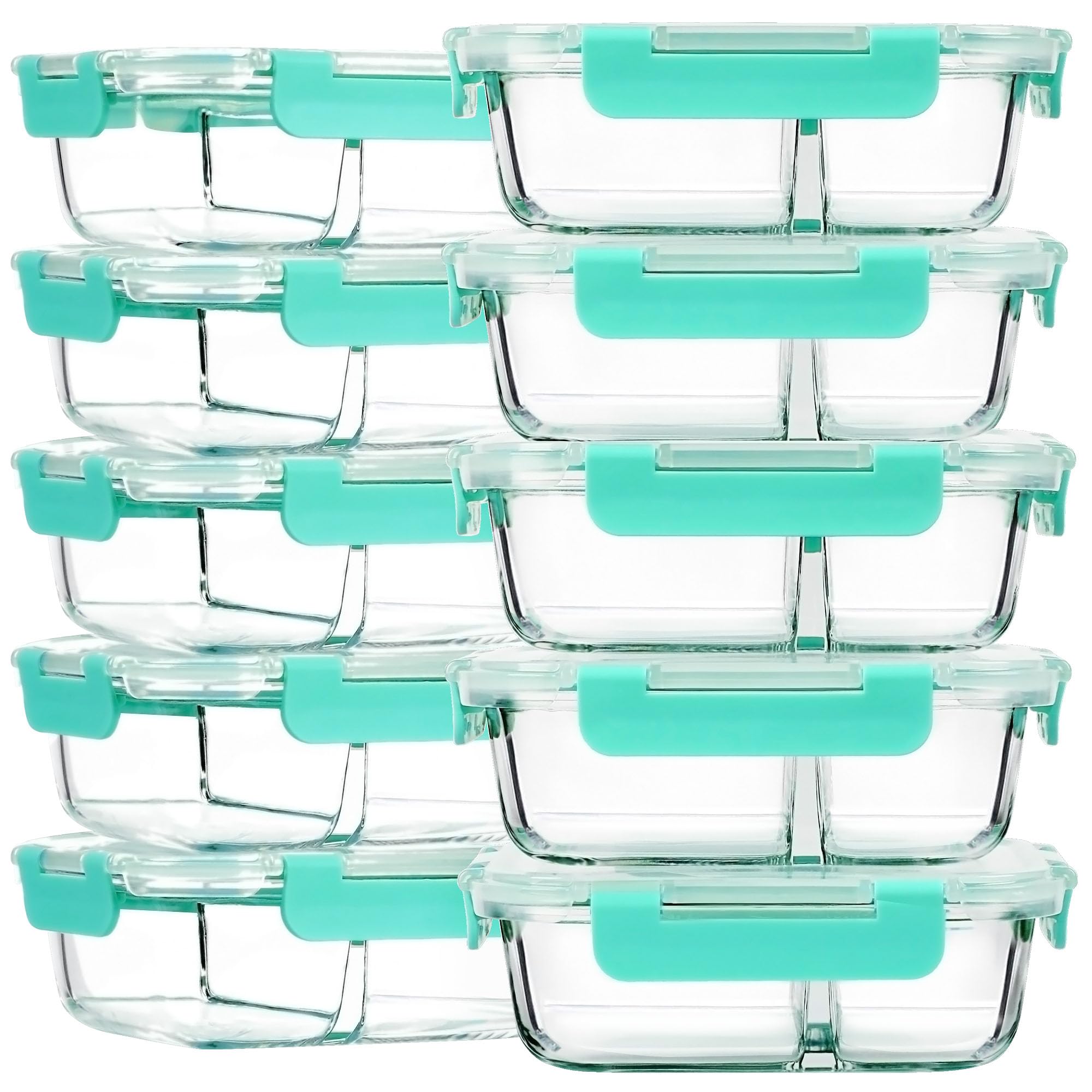 DAS TRUST 10 Pack Glass Meal Prep Containers Reusable Microwave Safe Meal Prep Bowls Glass Food Storage Containers Glass Food Prep Containers with Lid Lunch Bento Box