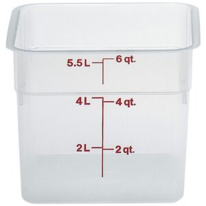 cambro 6sfspp190 square storage container 6 qt., case of 6