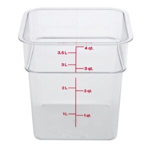 Cambro 4SFSCW135 CamSquare Food Container 4 Qt. 7-1/4 x 7-1/4 x 7-3/8 Clear - Case of 6