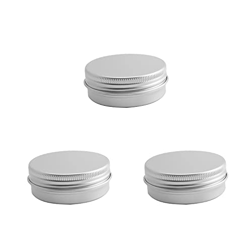 Othmro 5Pcs 1oz Metal Round Tins Aluminum Tin Cans Jar Refillable Containers 30ml Tin Cans Tin Bottles Containers with Screw Lid for Salve Spices Lip Balm Tea Candies Silver 52×20mm