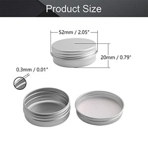 Othmro 5Pcs 1oz Metal Round Tins Aluminum Tin Cans Jar Refillable Containers 30ml Tin Cans Tin Bottles Containers with Screw Lid for Salve Spices Lip Balm Tea Candies Silver 52×20mm