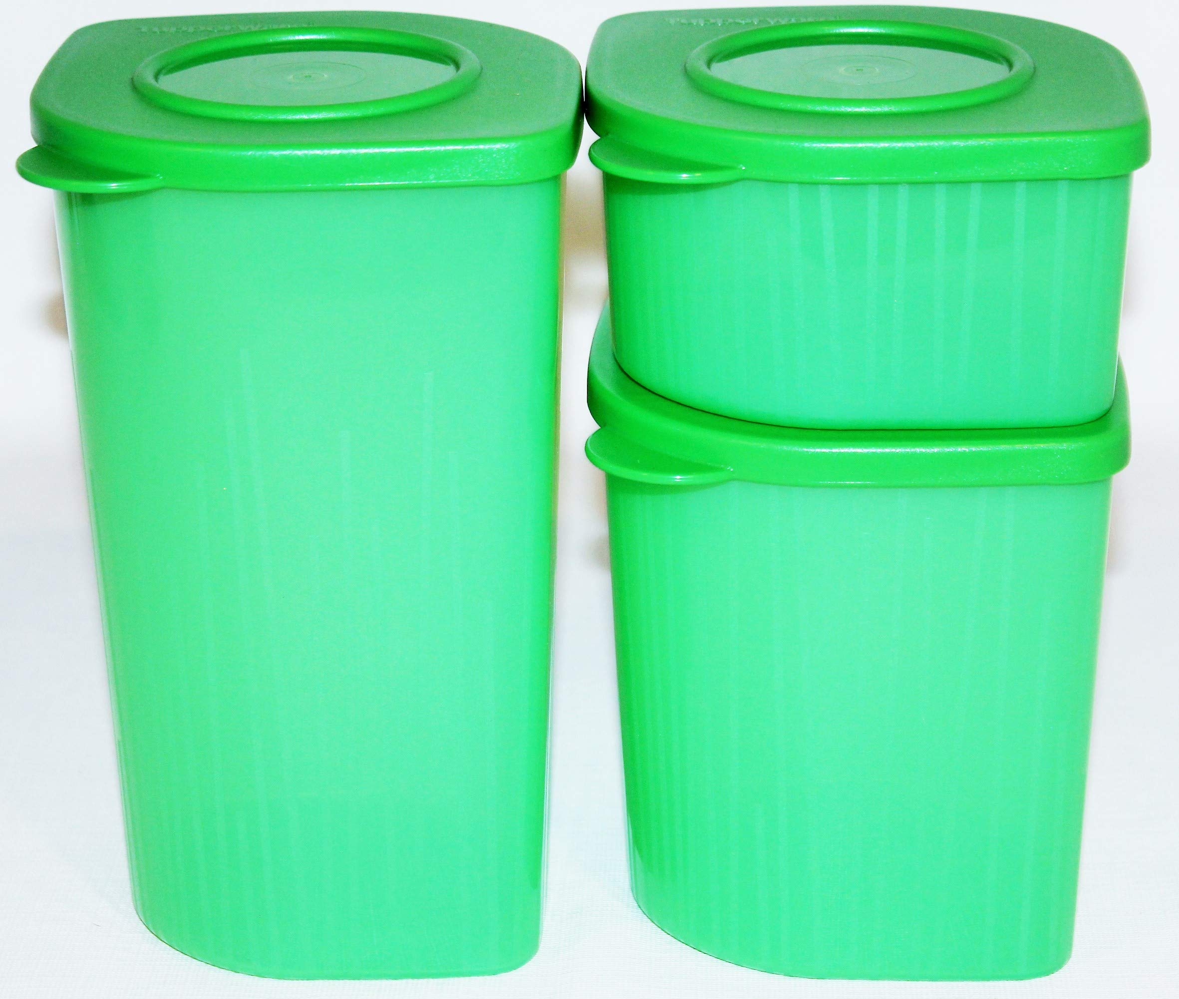 Tupperware Set of 3 Fresh N Cool Refrigerator Containers 2, 4 and 6 Cups Green