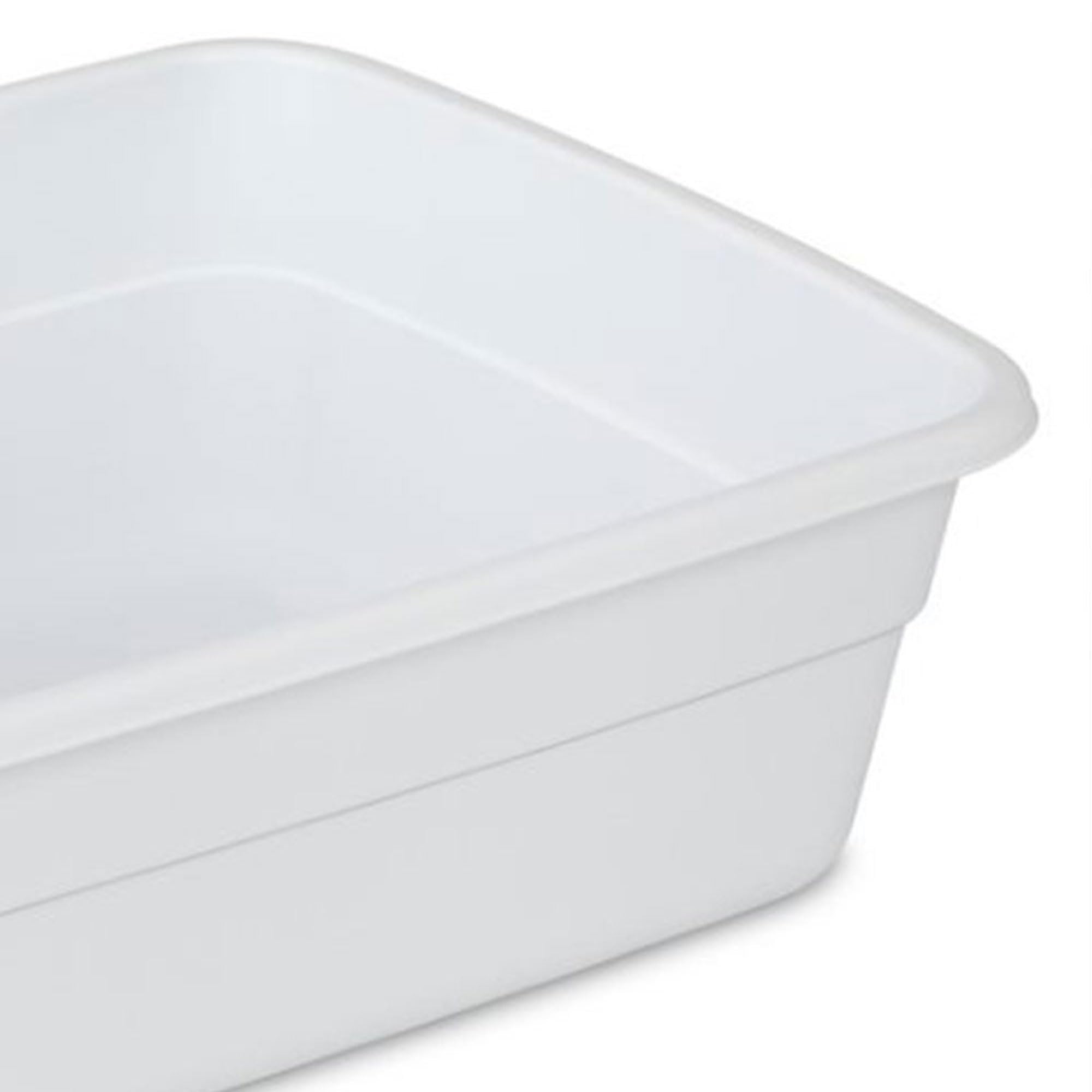 Sterilite Small Portable Rectangle Plastic Heavy Duty Reinforced Plastic 8 Qt Kitchen Dish Pan Basin Container for Dishware & Laundry, White (36 Pack)