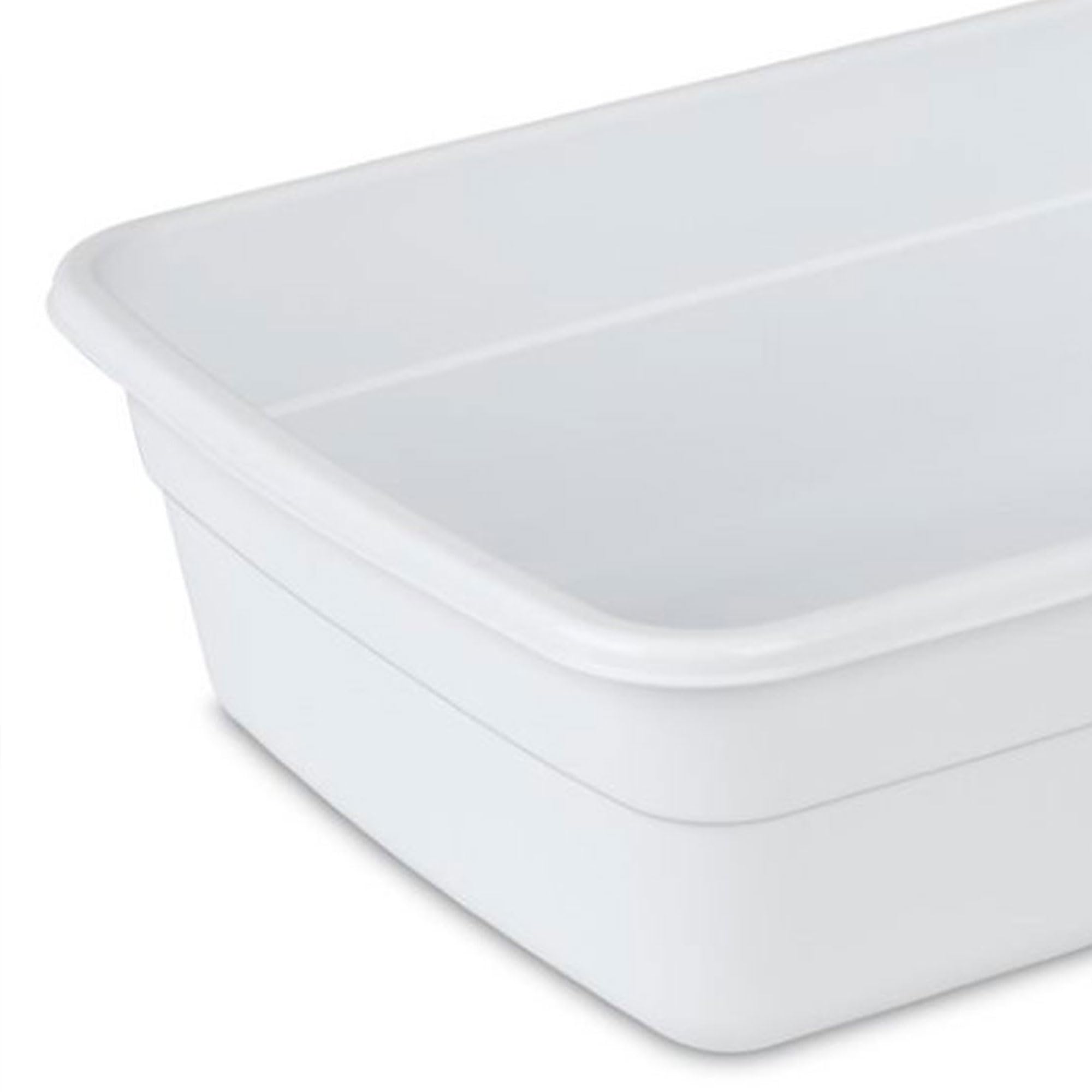 Sterilite Small Portable Rectangle Plastic Heavy Duty Reinforced Plastic 8 Qt Kitchen Dish Pan Basin Container for Dishware & Laundry, White (36 Pack)