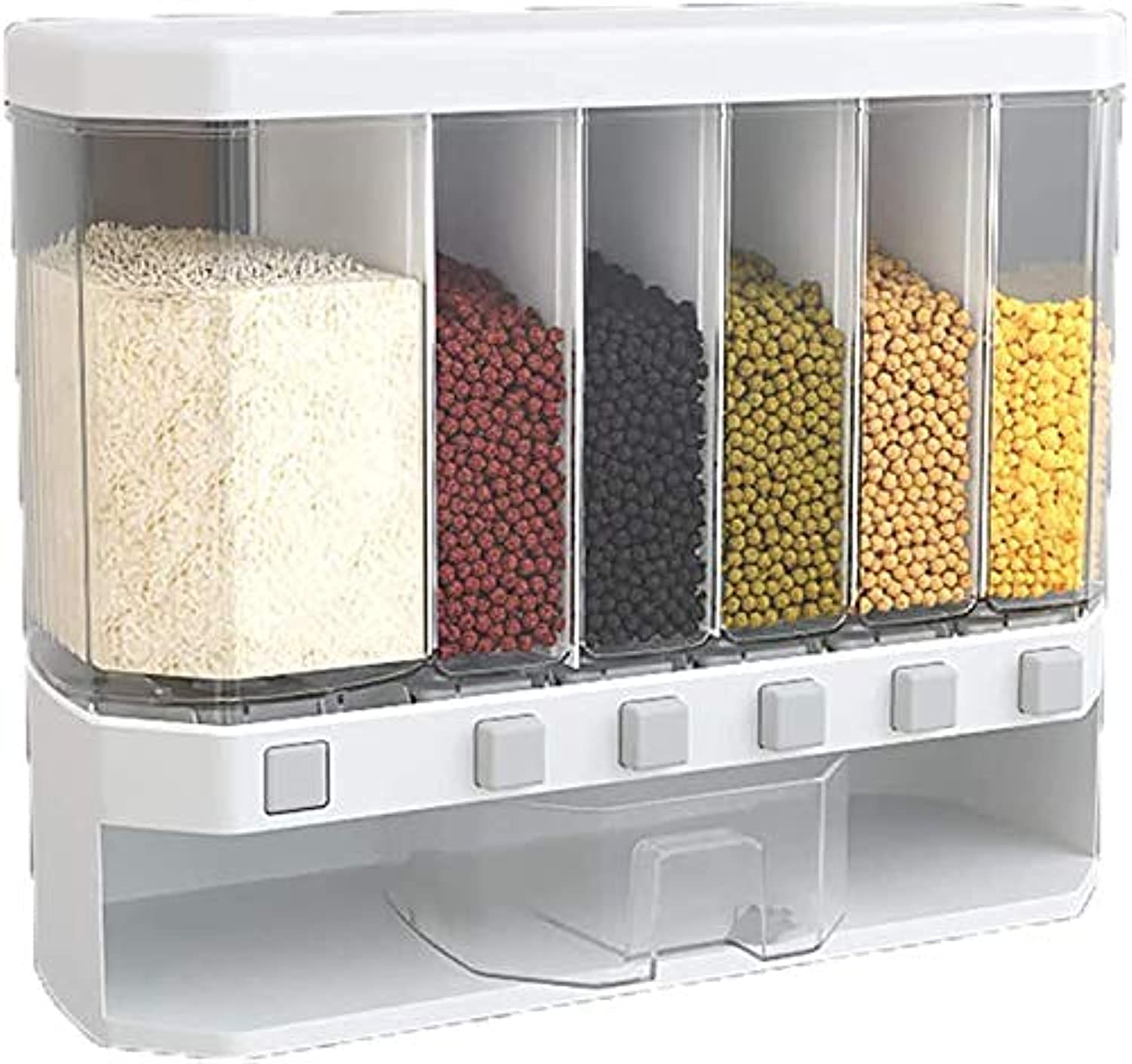 debieborahtoys Rice Dispenser Wall-Mounted Dry Food Dispenser Rice Bucket Grain Storage Container Cereal Dispenser for Home Kitchen 12KG