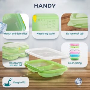 Freezer Food Trays Cubes - Stock Storage Freeze Cup Cubes with Leakproof Lids 6 piece (3 Trays + 3 Lids) - Freezer Portion Containers - Soup Meal Ice Cube Portion Trays with Cube Lids