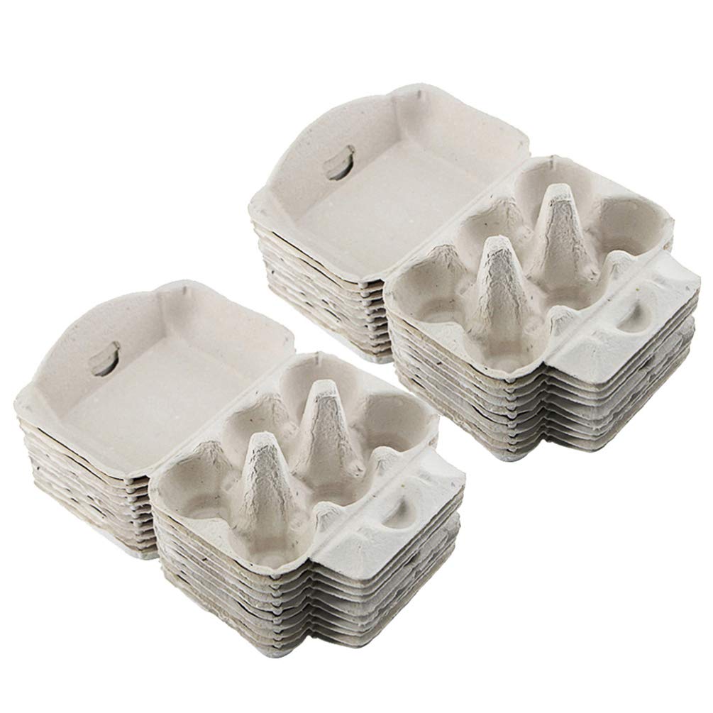 YARDWE 20pcs Chicken Egg Cartons Cardboard Egg Storage Containers 6 Girds Vintage Blank Chicken Egg Carton Trays with Lids